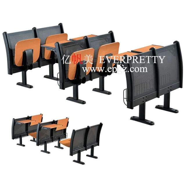 Folding Student Desk and Chair Wooden Lecture Hall Chair College Step ...