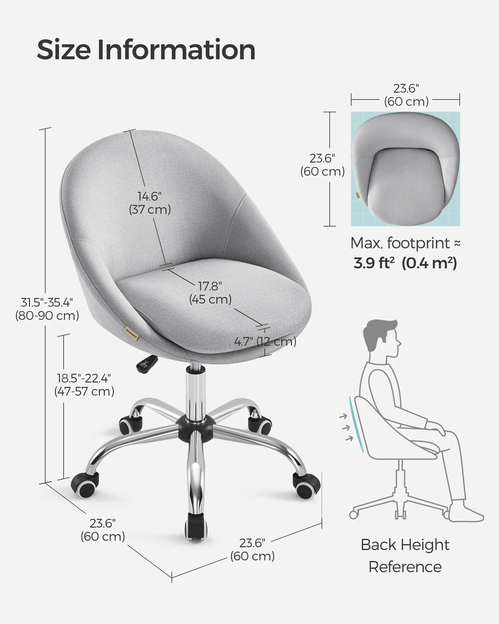 SONGMICS Ergonomic Adjustable Swivel Chair for Home Office