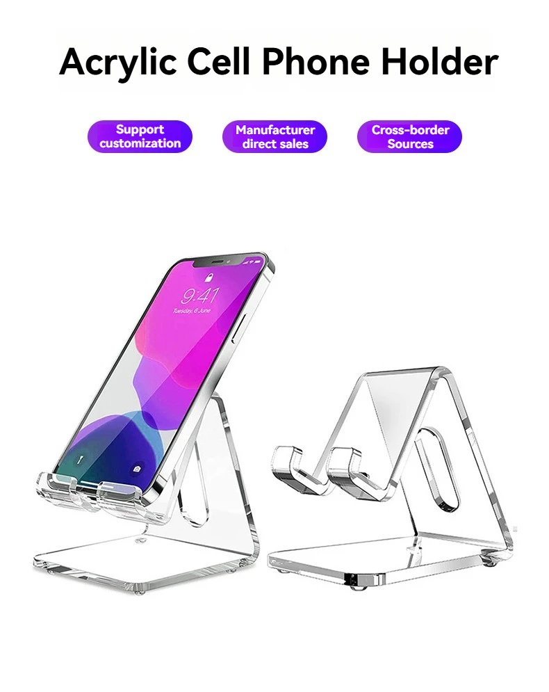 Wholesale Custom Office Clear Acrylic Cell Phone Holder Stand Portable ...