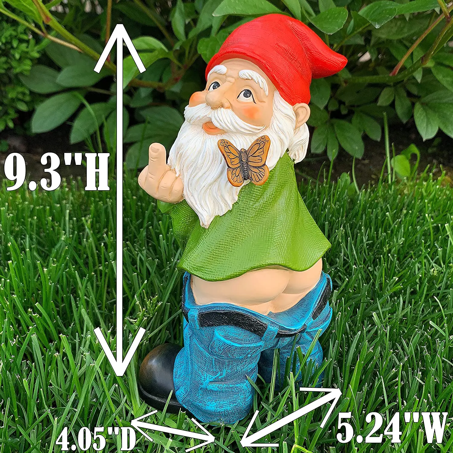 Mood Lab Garden Gnomes - Pants Down Gnome - 9.3 Inch Tall Statue Lawn ...