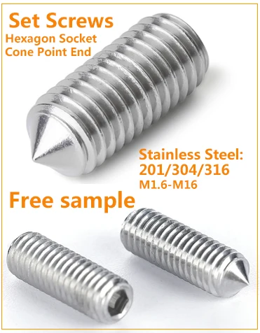 Din 914 Set Screw Sus Cone Point Hex Grub Socket Set Screw Stainless ...