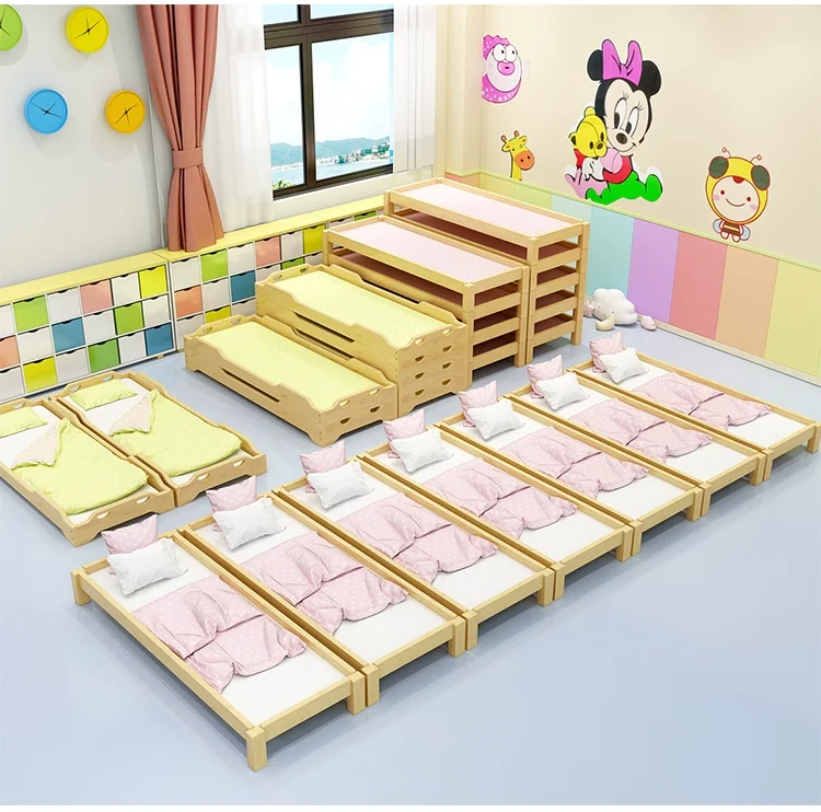Kindergarten Bed Daycare Solid Wood Nap Bed for Preschool