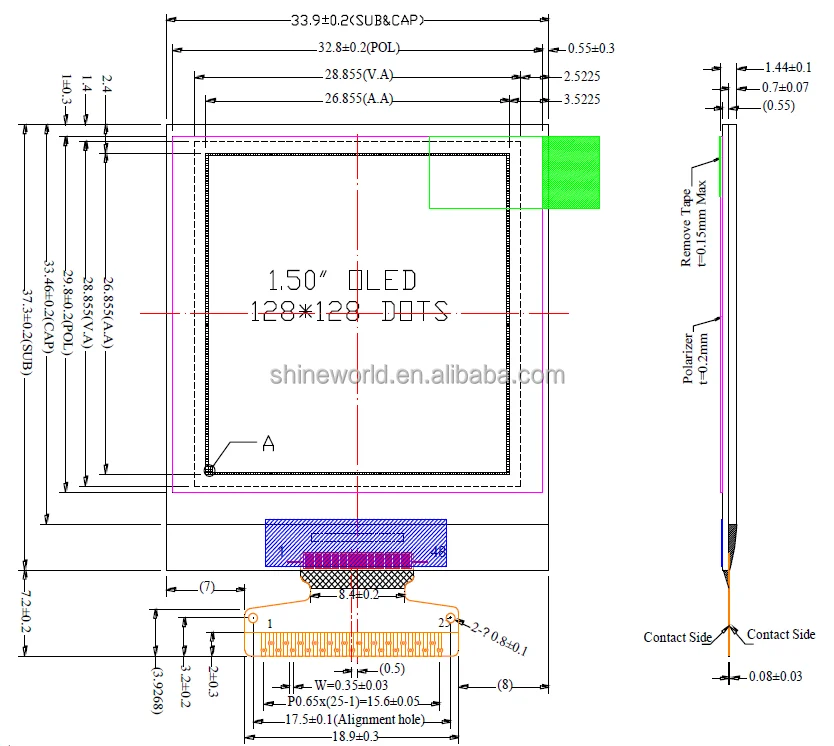 1.5" 128x128 Oled Display White Display Oled Module I2c Sh1107 Square ...