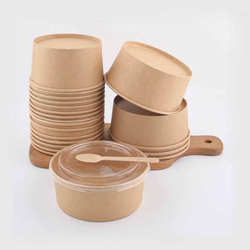 Custom Printed Disposable Paper Bowls Food Packaging Lunch Salad Kraft ...