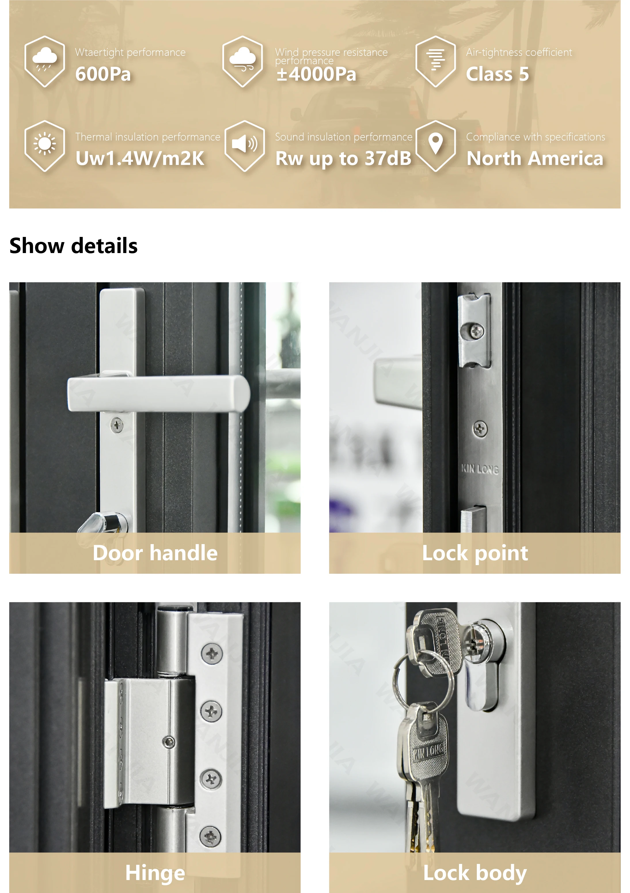 Luxury Modern Style Casement Aluminum Door Australia