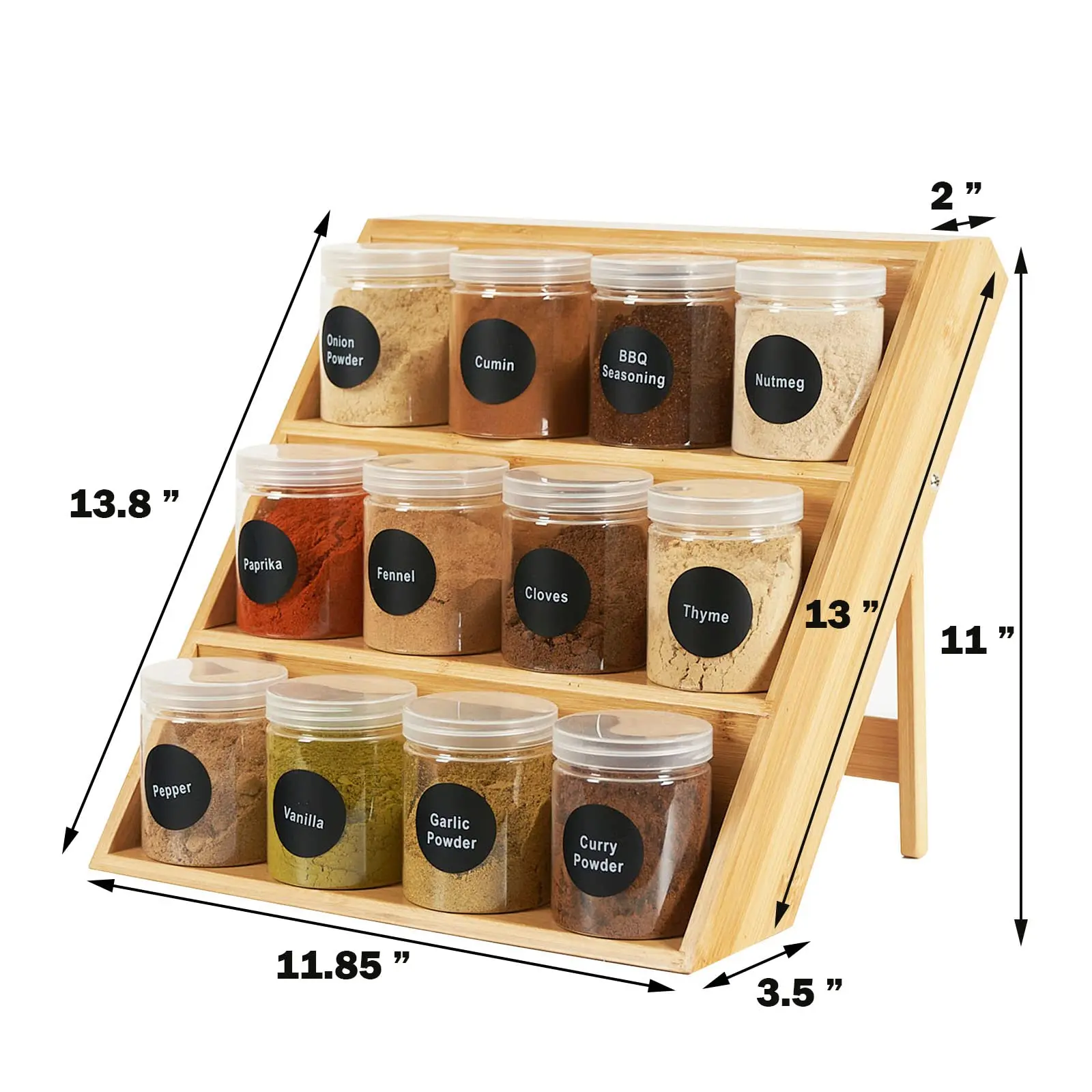 3 Layer Bamboo Display Rack Bamboo Organizer for Kitchen Storage Spice ...
