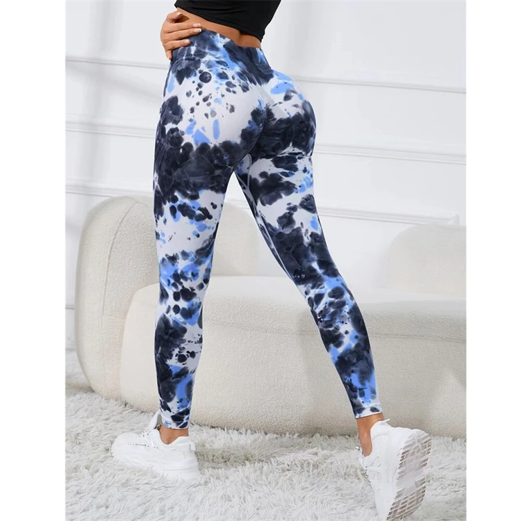 Custom Logo Scrunch Butt Lifting Yoga Tie Dye Leggings Seamless For Women Pants Gym Fitness Yoga ...
