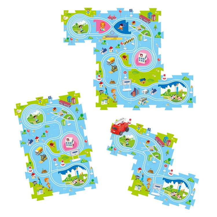 Puzzle Track Car Play Set - Battery-Operated Fun for Kids