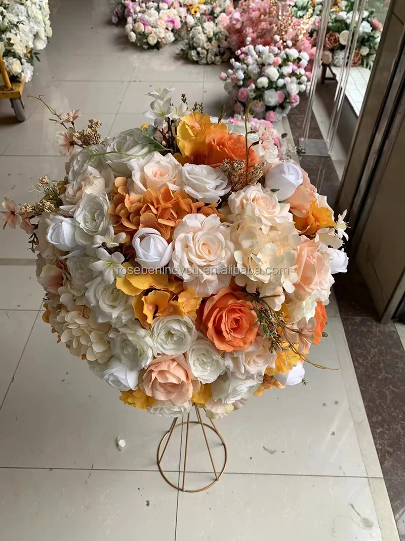 Wholesale Price 50cm Round Burnt Orange Flower Ball for Wedding
