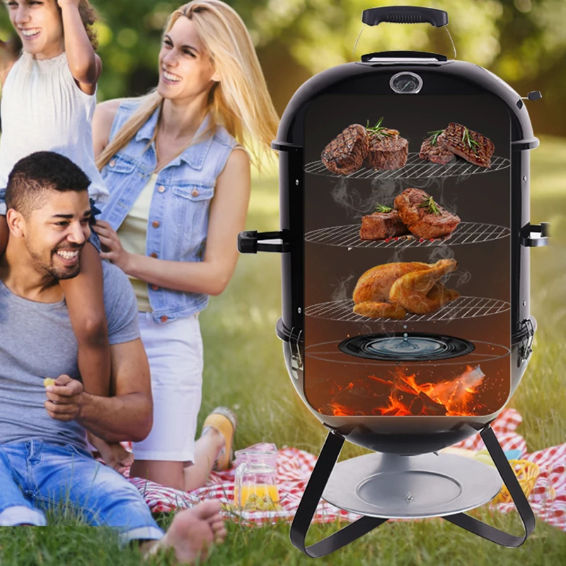 3 in 1 Charcoal BBQ Grill Smoker - Versatile & Durable