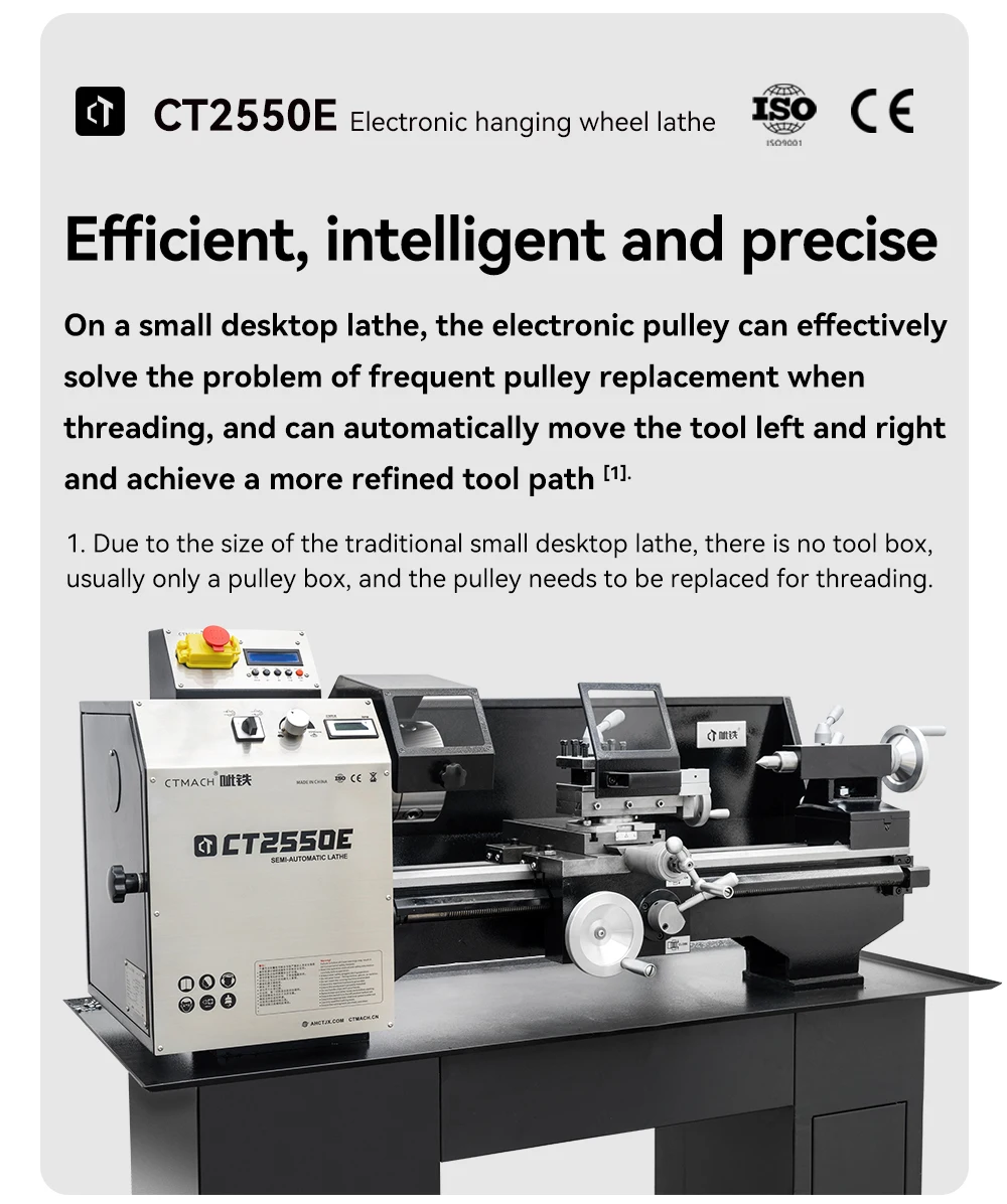 CT2550E Lathe Metalworking Tool MT5 Spindle 240mm Swing for DIY and ...