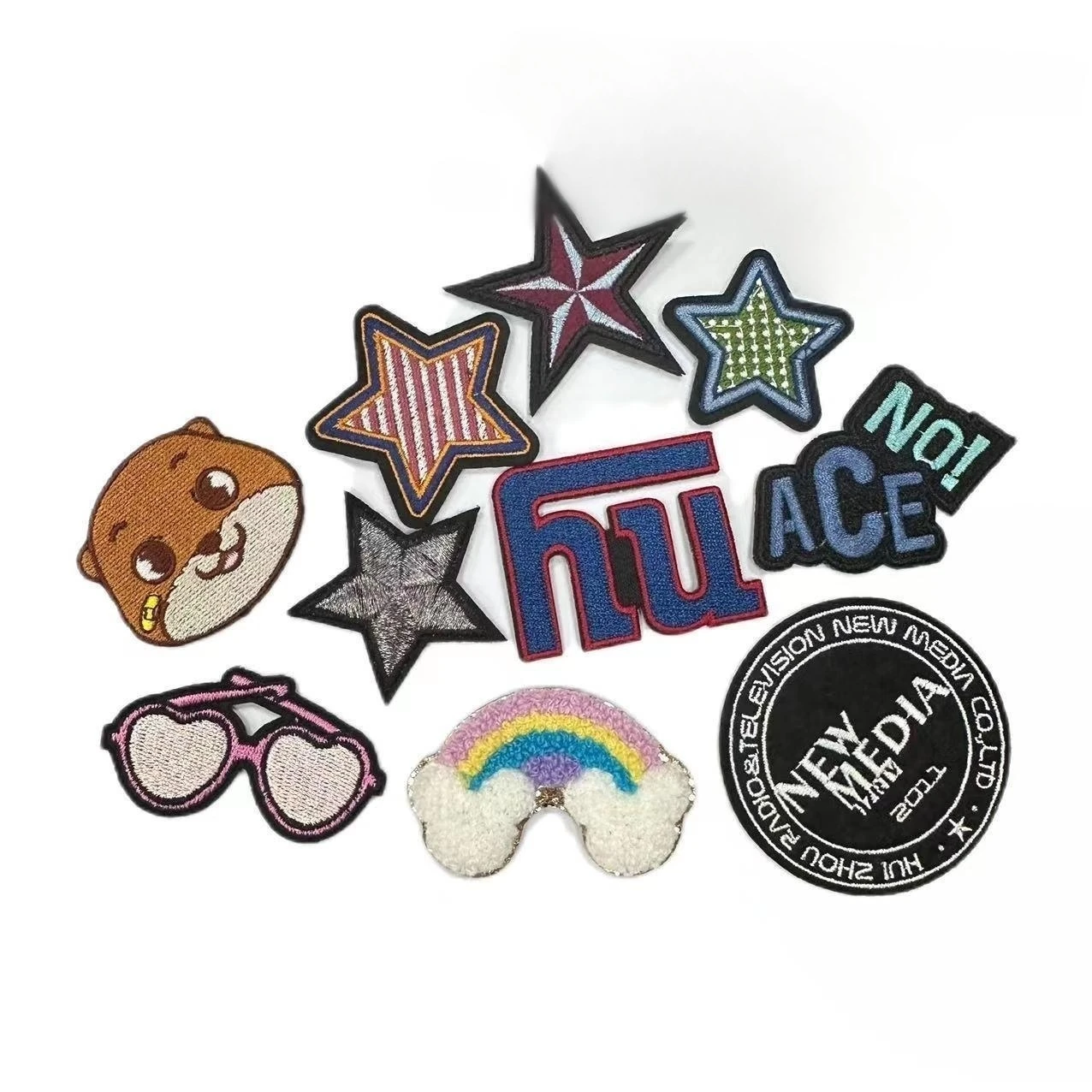 Custom Iron On Chenille Embroidery Patches Alphabet Rainbow Lightning ...