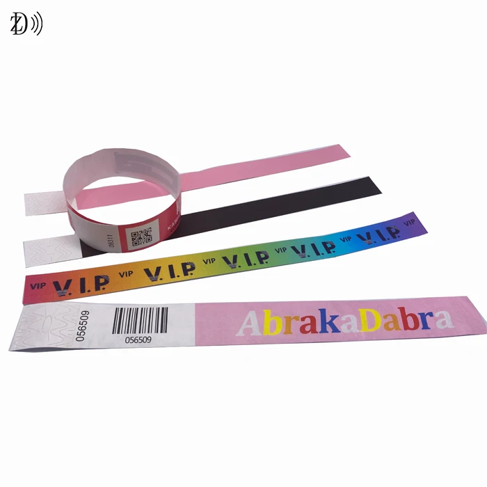 Barcode QR Code Printing Waterproof NFC Bracelet 13.56MHz Tyvek ...