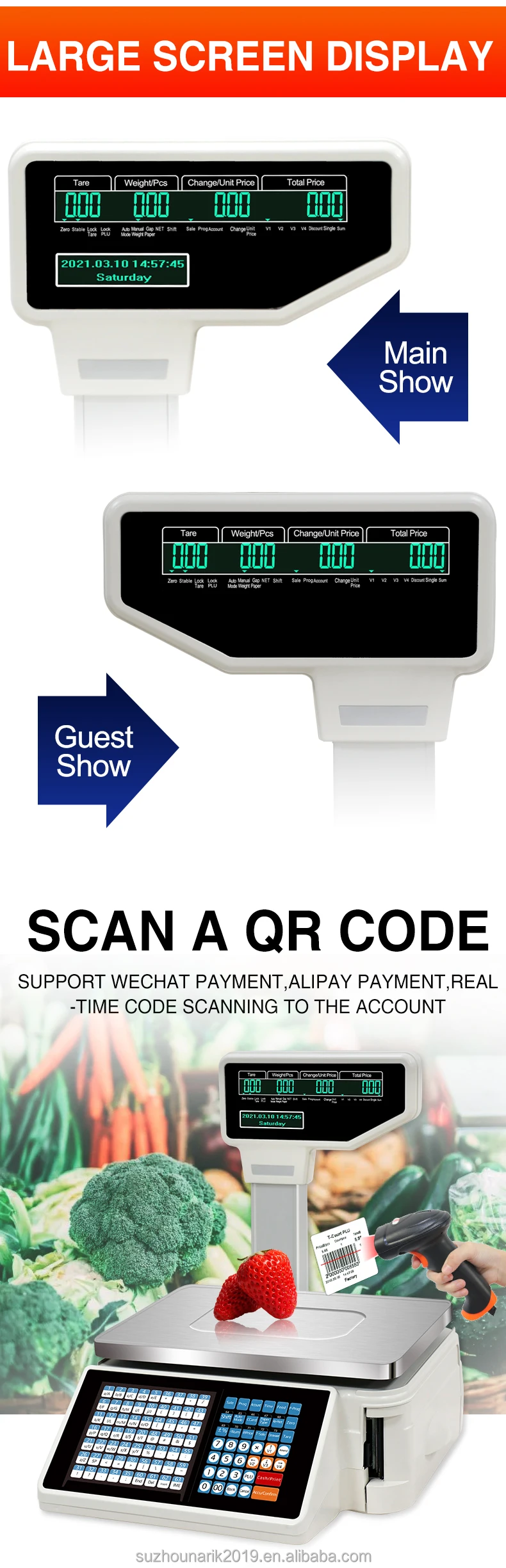 NVK TMA Barcode Label Printing Scale - Digital Weighing Scale 30kg with ...