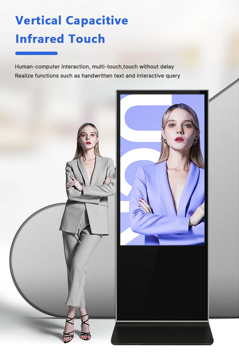 50 Inch Thin Digital Sign Touch Display With Built-in Media Player ...