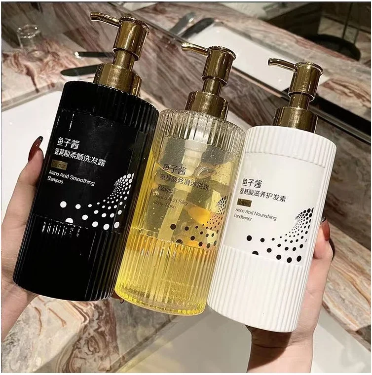 500ml Luxury Caviar Amino Acid Shampoo Bottle Package Hair Conditioner Bottle Shower Gel Flask ...