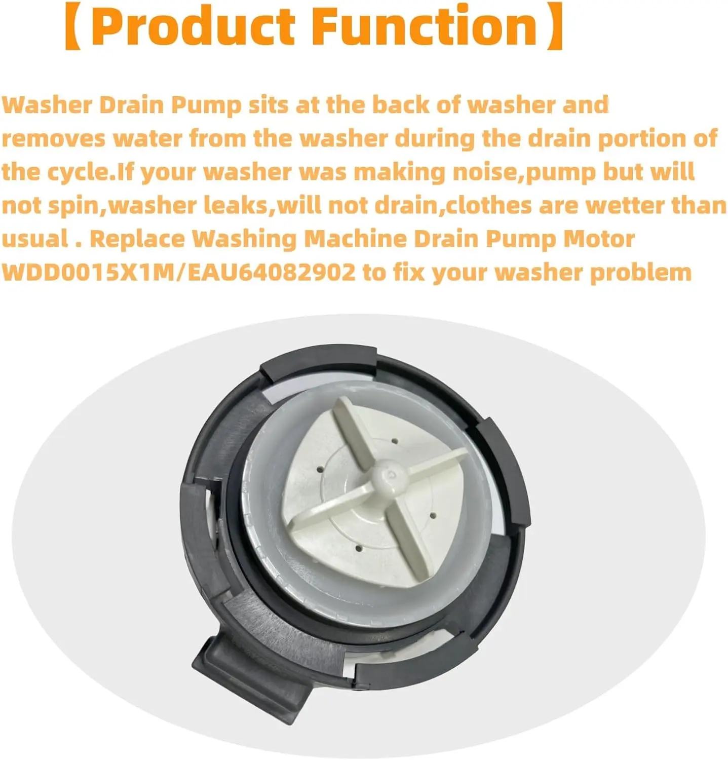 EAU64082902 WDD0015X1M Washer Drain Motor Pump with Gasket