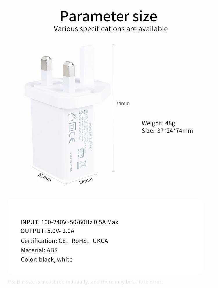 Ukca Certified Uk Usb Plug 10w Fast Charger Adapter 5v 2a Usb Wall ...
