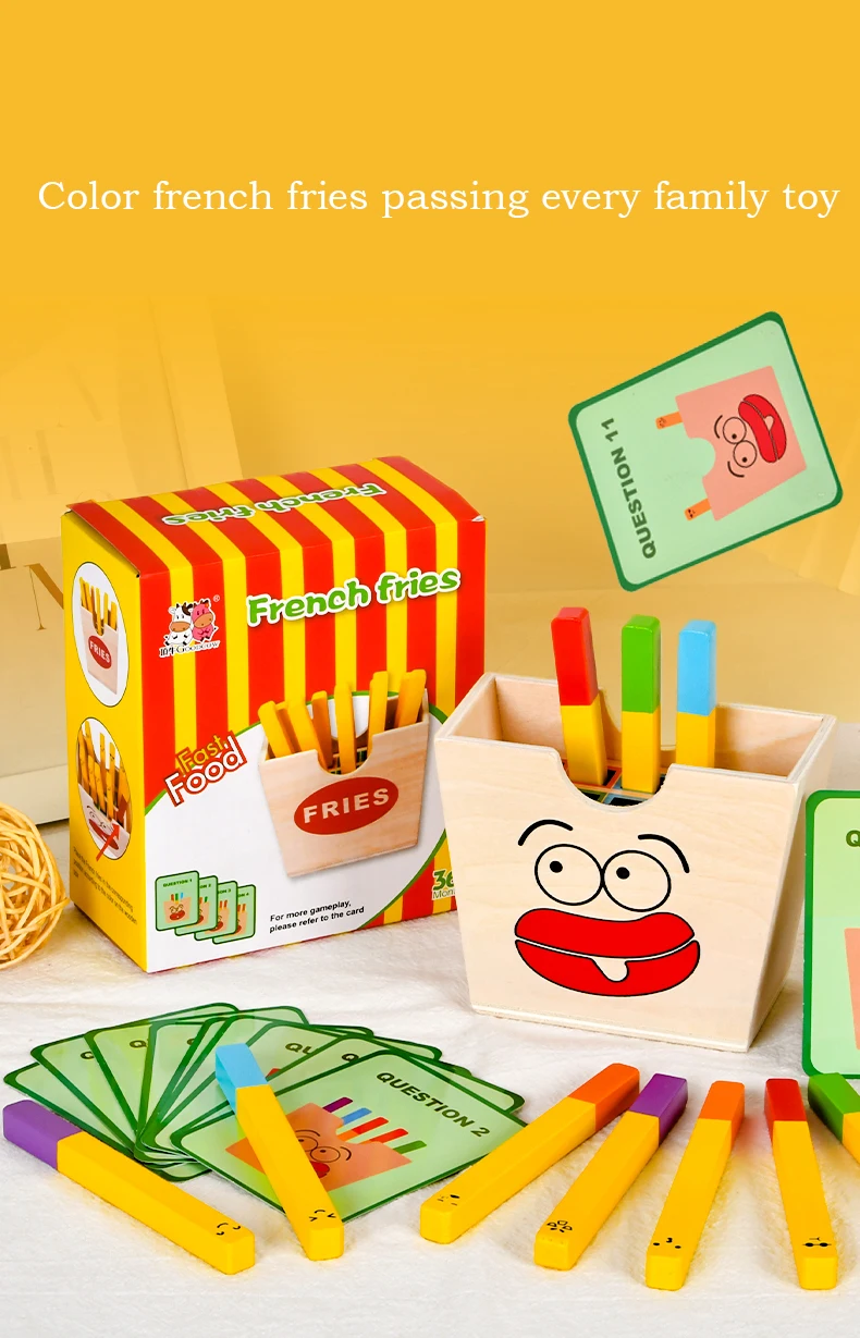 Montessori French Fries Wooden Color Sorting Game Fast Food French ...