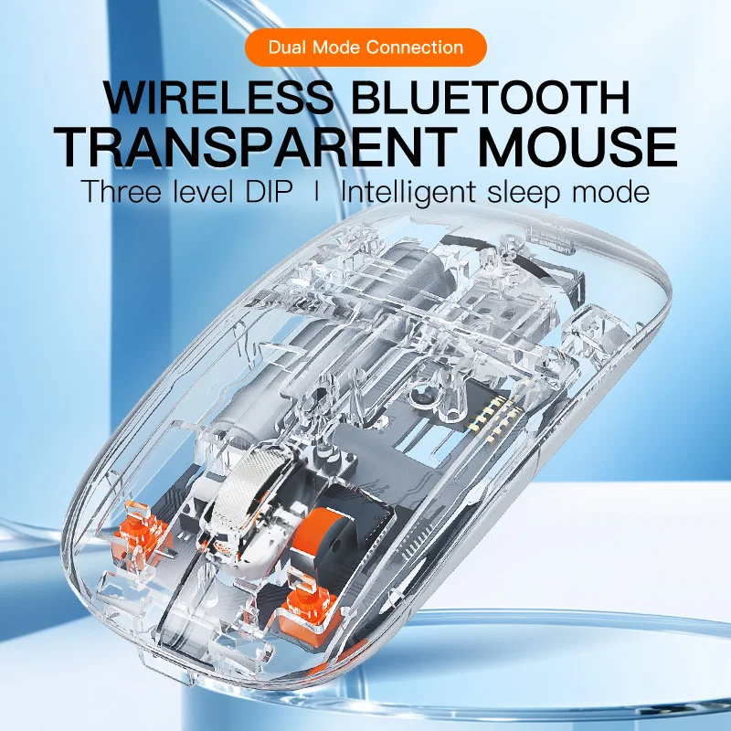 2026 Dual-Mode Bluetooth Wireless Mouse New Transparent Rechargeable ...