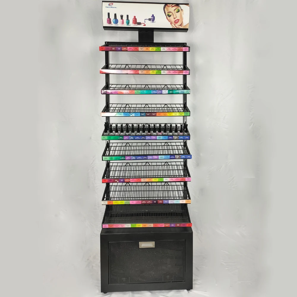 Customized Tilted Multi Tier Retail Display Rack with Top Advertising ...