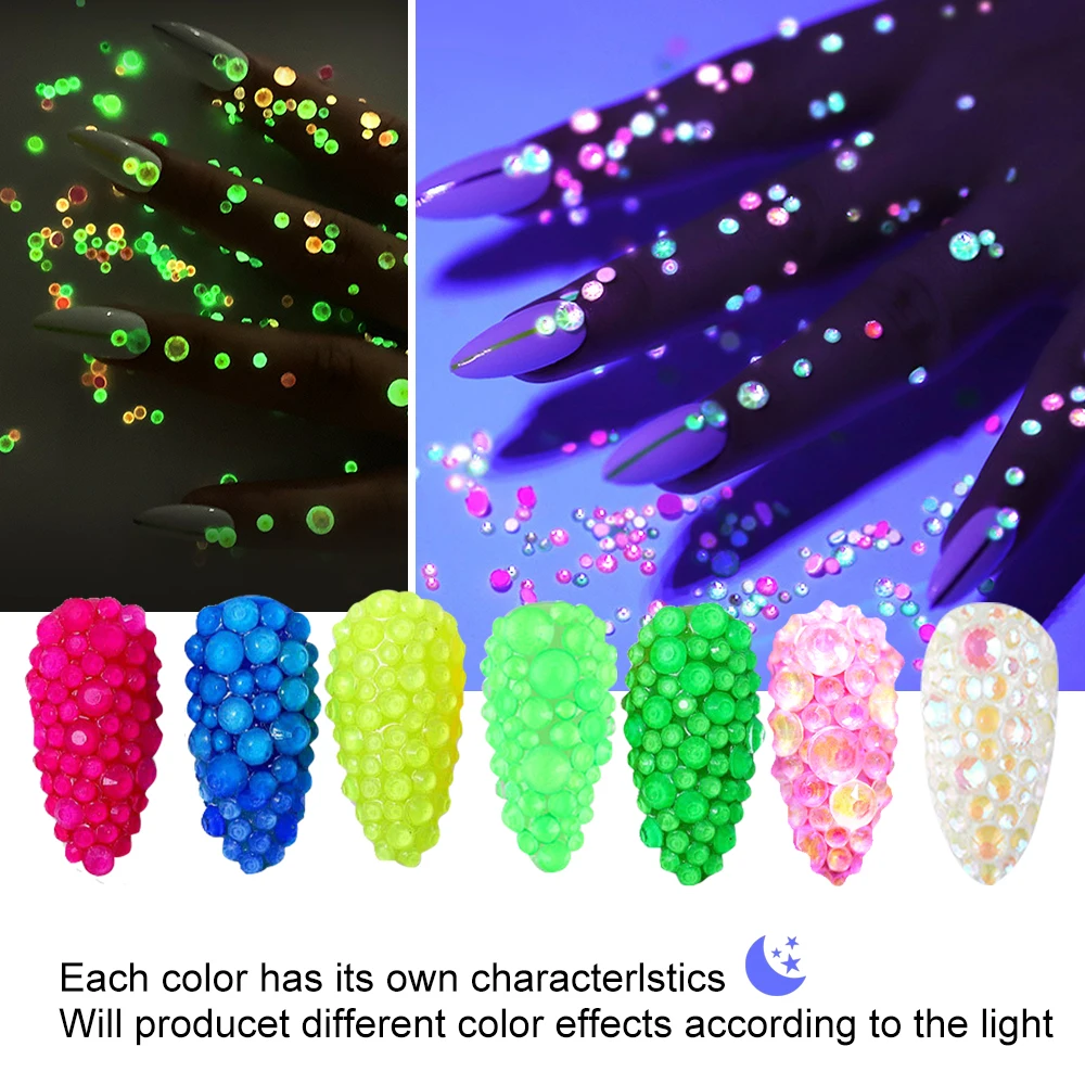 Neon Colors Flat Back Glass Rhinestones Non Hotfix Noctilucent ...