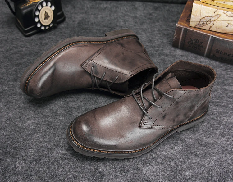 Autumn And Winter Martin Boots Leather Casual Men's Shoes Cow Rib Sole ...