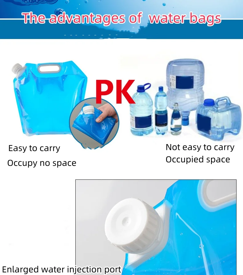 Large Capacity Pouch Water Bag 5l 10l 15l 20l Outdoor Portable Liquid ...
