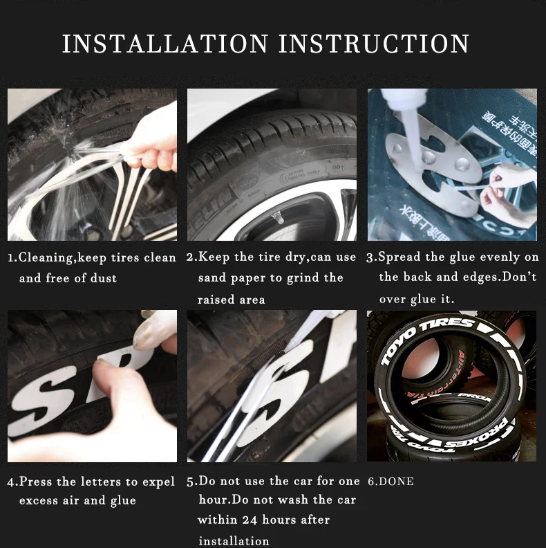 Custom Rubber Tire Lettering Decals Sticker Raised 3d Waterproof ...