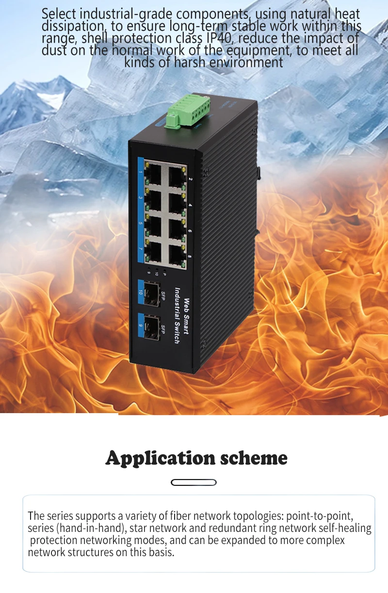 WEB Management Industrial Ethernet Switch 2 SFP Slot with 8 RJ45 Ports ...