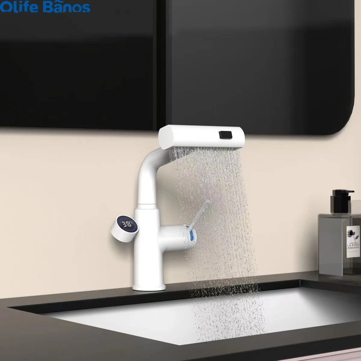 Olifebanos Bathroom Waterfall LED Digital Faucet - 5 Year Warranty