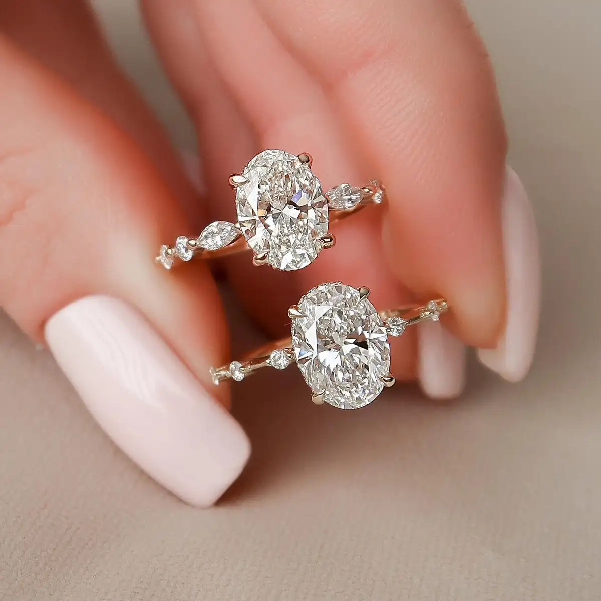 Custom Wholesale Classic Oval Crystal Diamond Rings