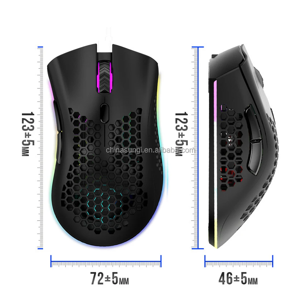 RGB Gaming Mouse Wireless Rechargeable Ergonomic Design Lightweight ...