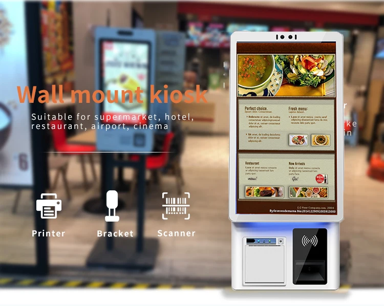 Crtly 21.5" Touch Screen Restaurant Self Service Ordering Payment Kiosk ...