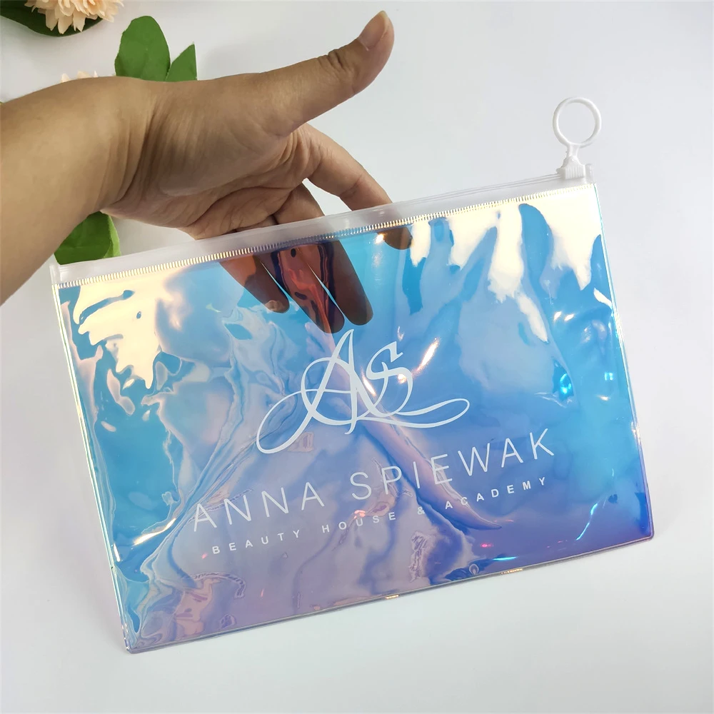 Luxury Elegant Custom Logo Transparent Pvc Laser Plastic Zipper Bag ...
