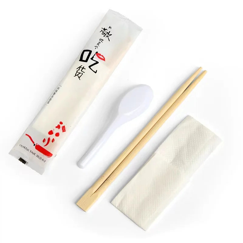 Disposable Bamboo chopstick and spoon eco friendly napkin fork spoon ...