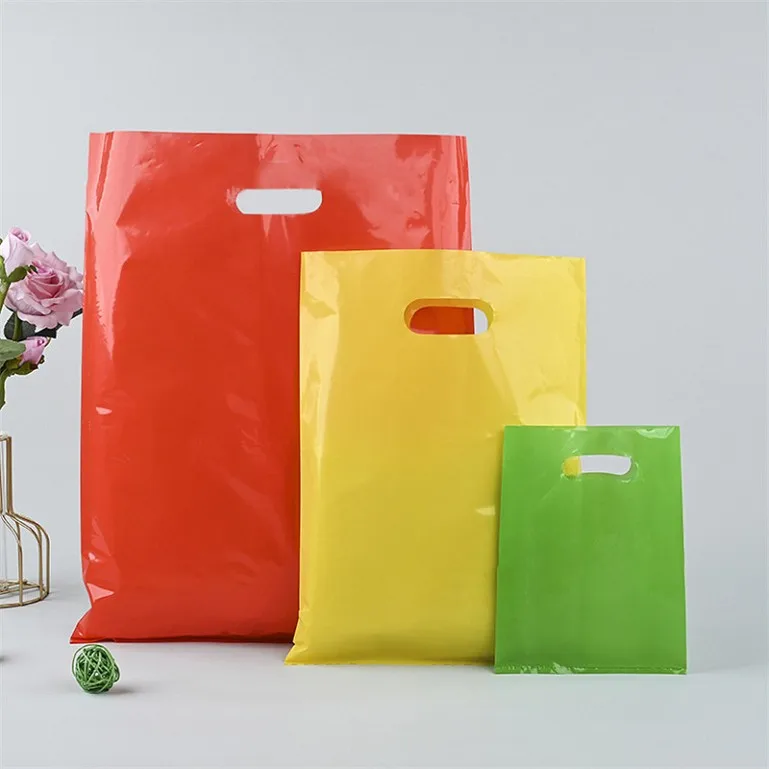 Plastic Shopping Bag Custom Logo Four Finger Bag 50mic Pe/po Handbag ...