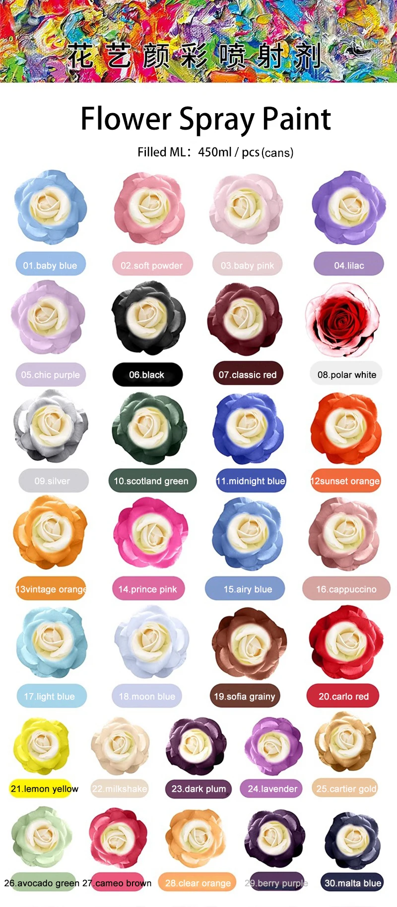 Wholesale New Colors 450ml Flower Spray Paint For Fresh Real Flowers ...