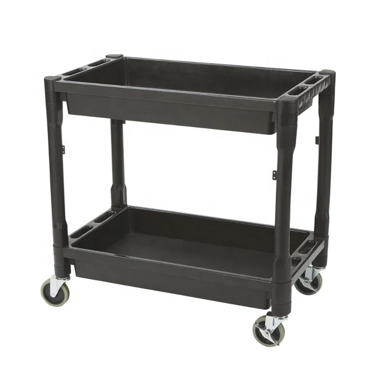 2-shelf Plastic Utility Cart - Heavy Duty & Versatile