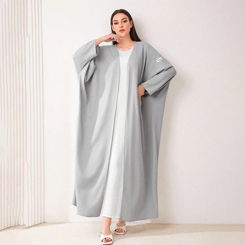 Custom Grey Loose Knitted Open Abayas Dubai Wholesale Women Plaid ...