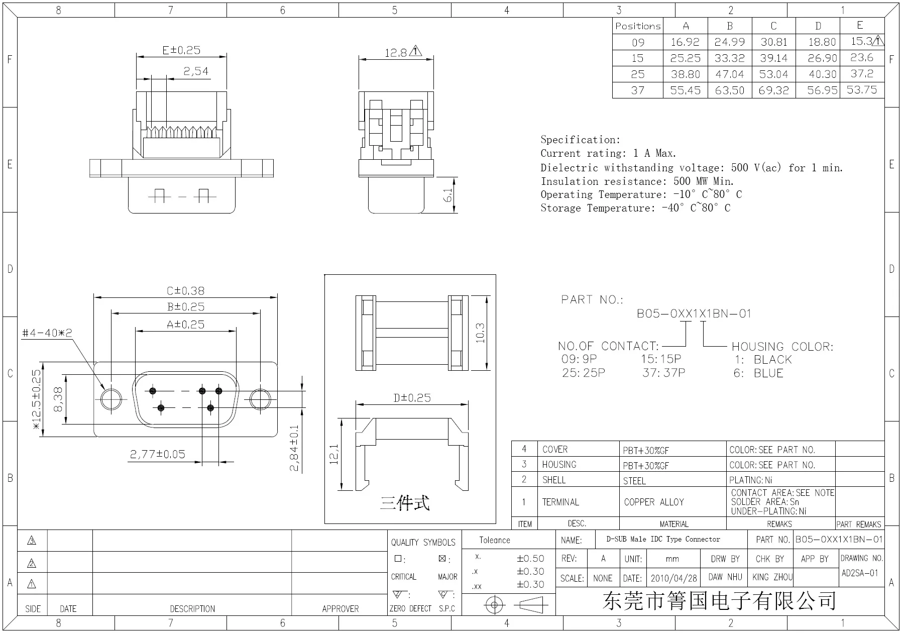 D-sub 37pin Male Connector Idc Type Db 37p Connector For Cable Ass'y ...