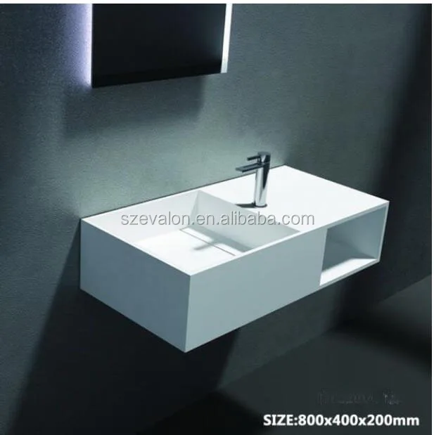 Italian Design Rectangular Wall-Mounted Wash Basin in Man-Made Stone ...