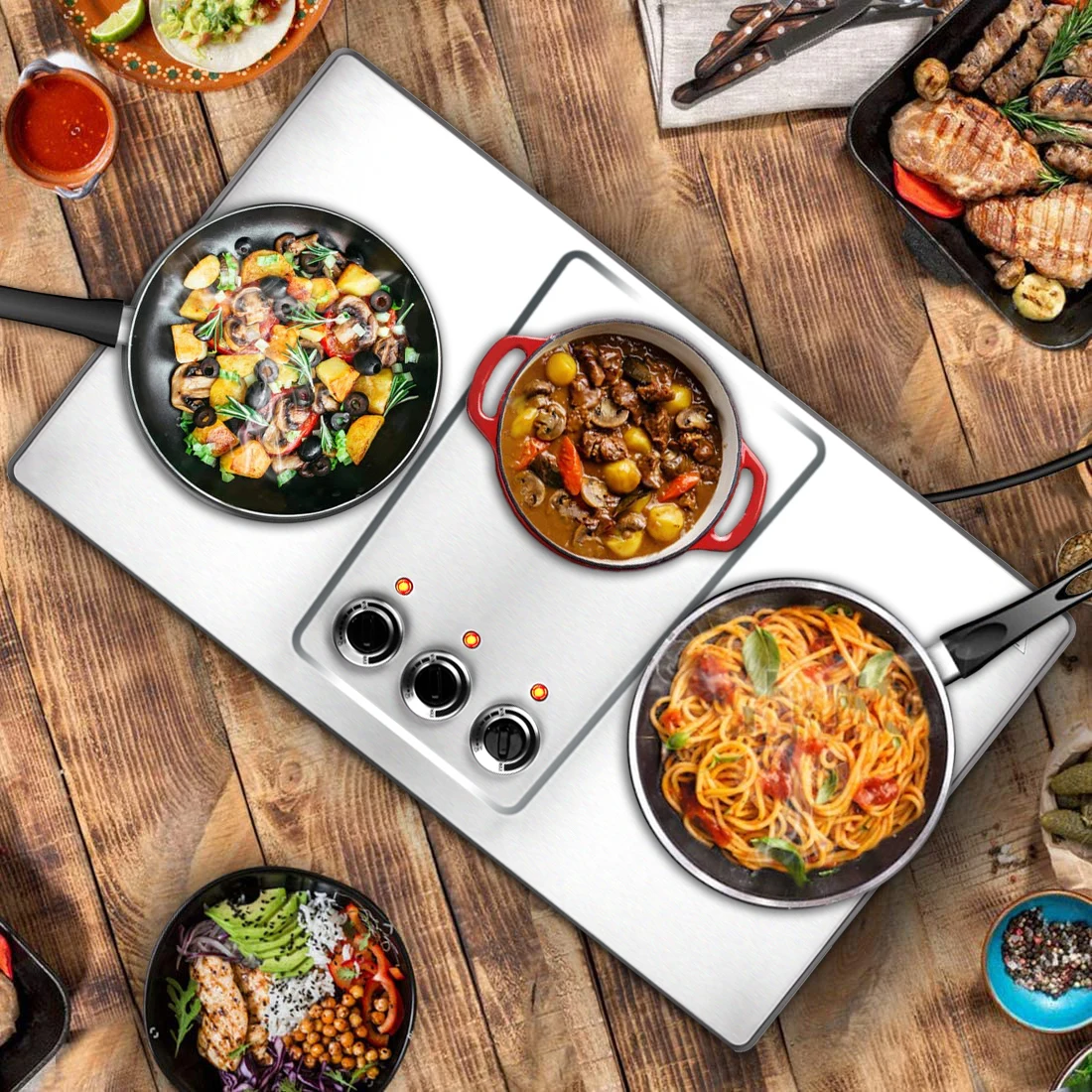 Triple Electric Hot Plate - Efficient Kitchen Appliance