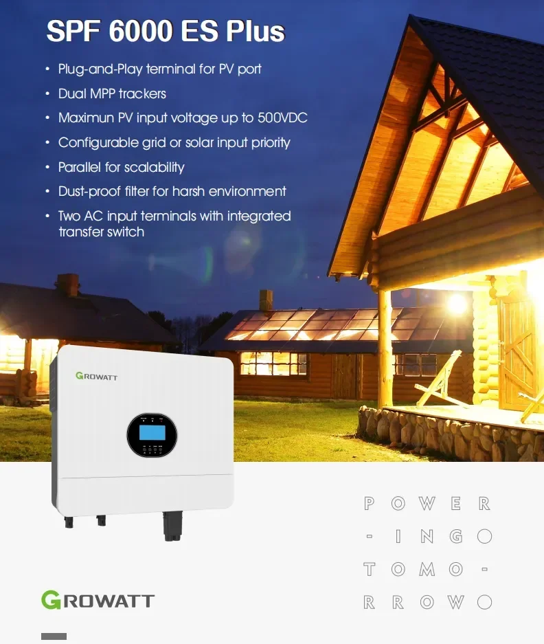Growatt SPF 6000ES Hybrid Inverter - 6kw Single Phase Solar