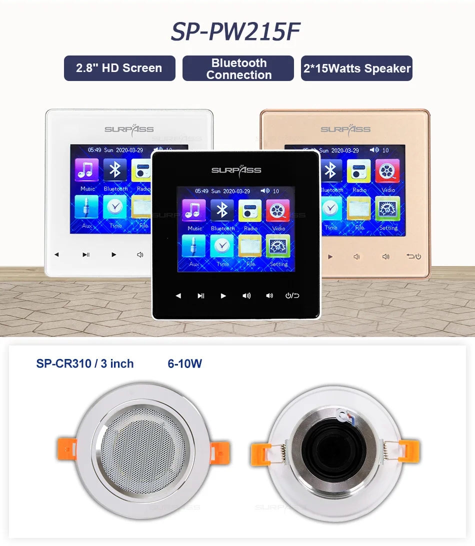 Wall Amplifier With Ceiling Speaker Set Touch Key Panel Pa System Home ...