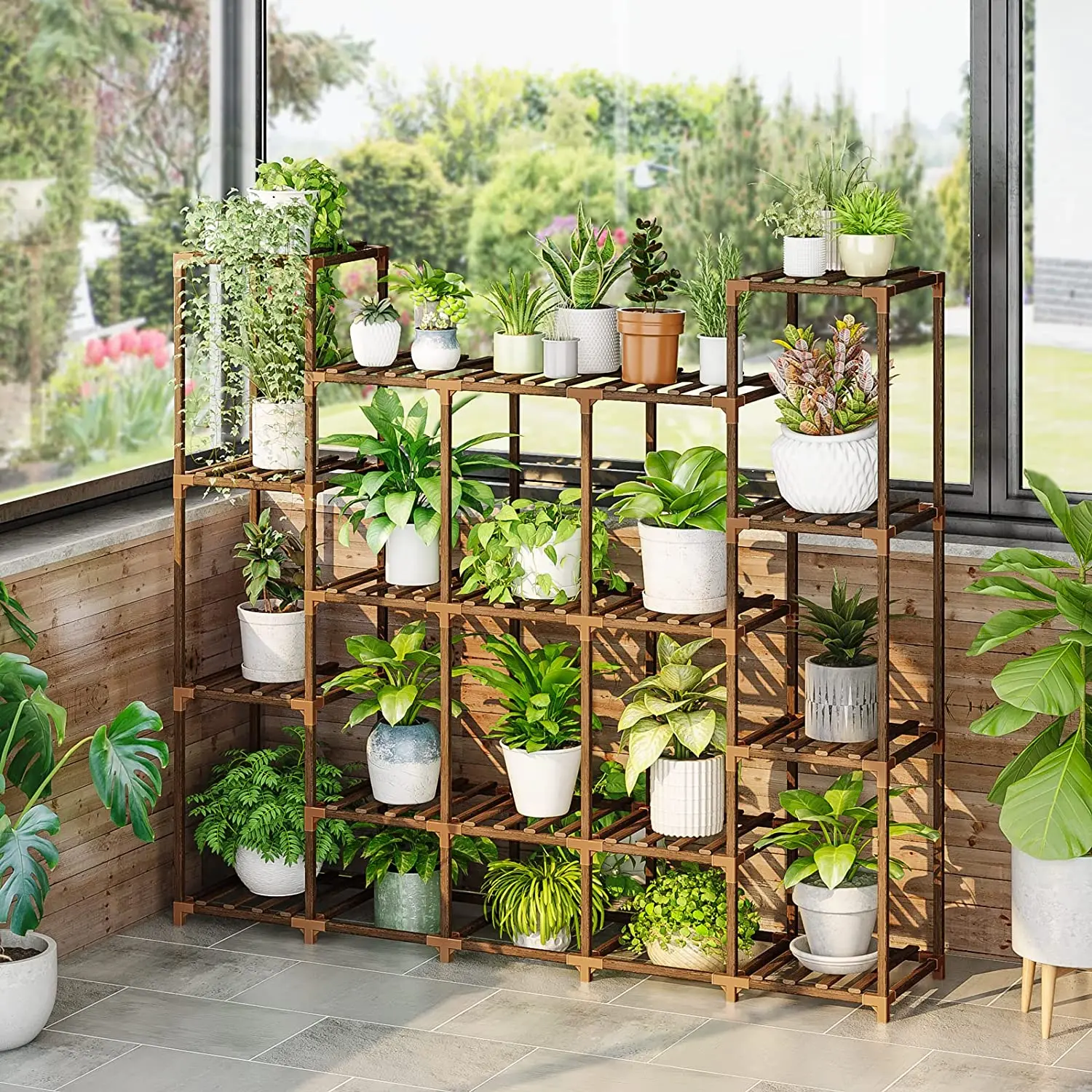 extra Large Plant Stand Indoor or Outdoor Wood Plant Rack Shelf for ...