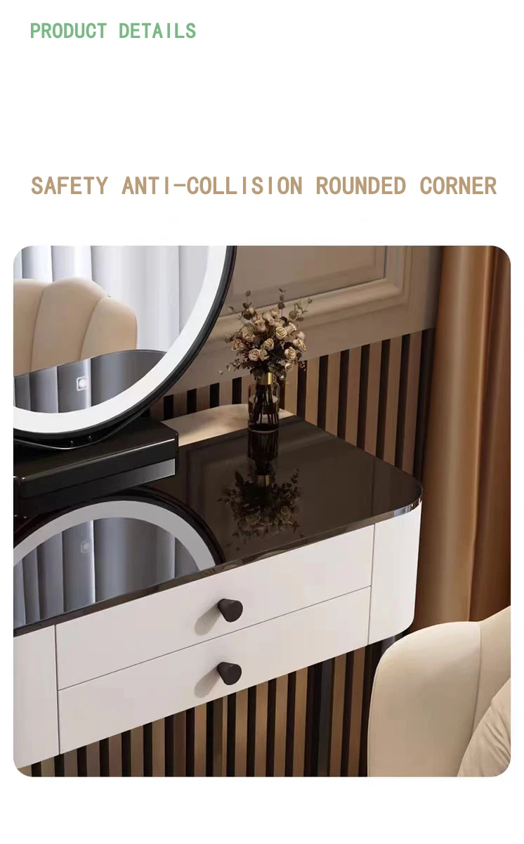 Modern Grey Dressing Table with Lighted Mirror & Stool | MDF Makeup ...