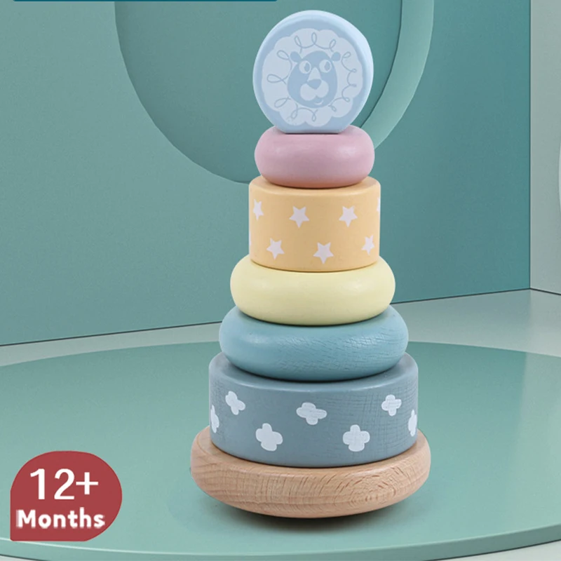 Montessori Toys Wooden Sorting and Stacking, Wooden Rainbow Stacking ...