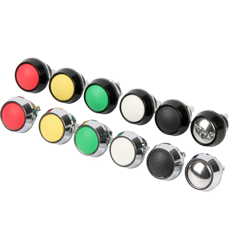 12mm red yellow green white black mini momentary illuminated push ...