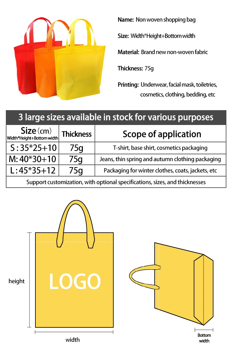 Custom Logo Size Waterproof Bags for Shopping - Durable & Versatile